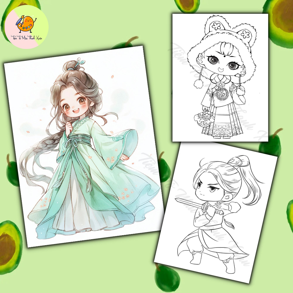 [TX16] Set of 30 Sheets of Ancient Chibi Coloring Pages A5 Size ...