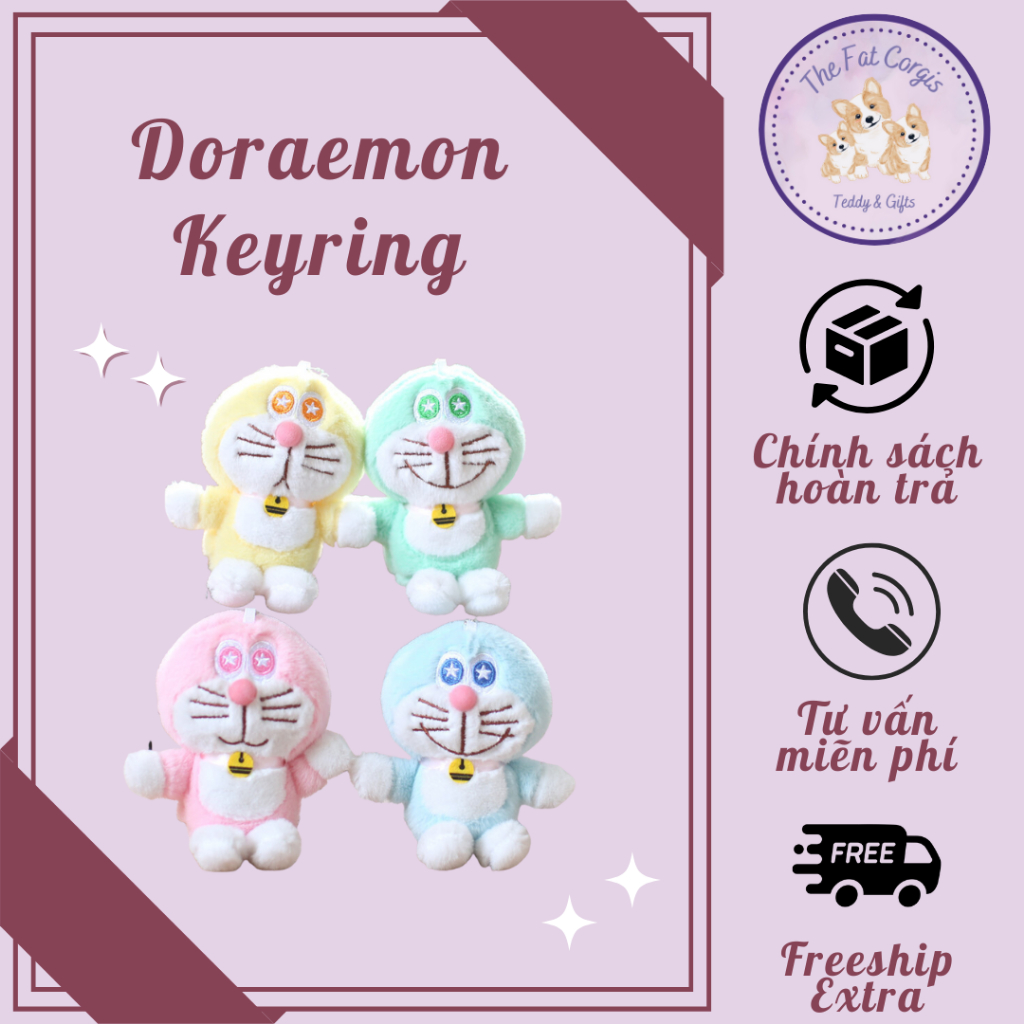 Doraemon keychain teddy bear with glitter eyes 10cm | Shopee Malaysia