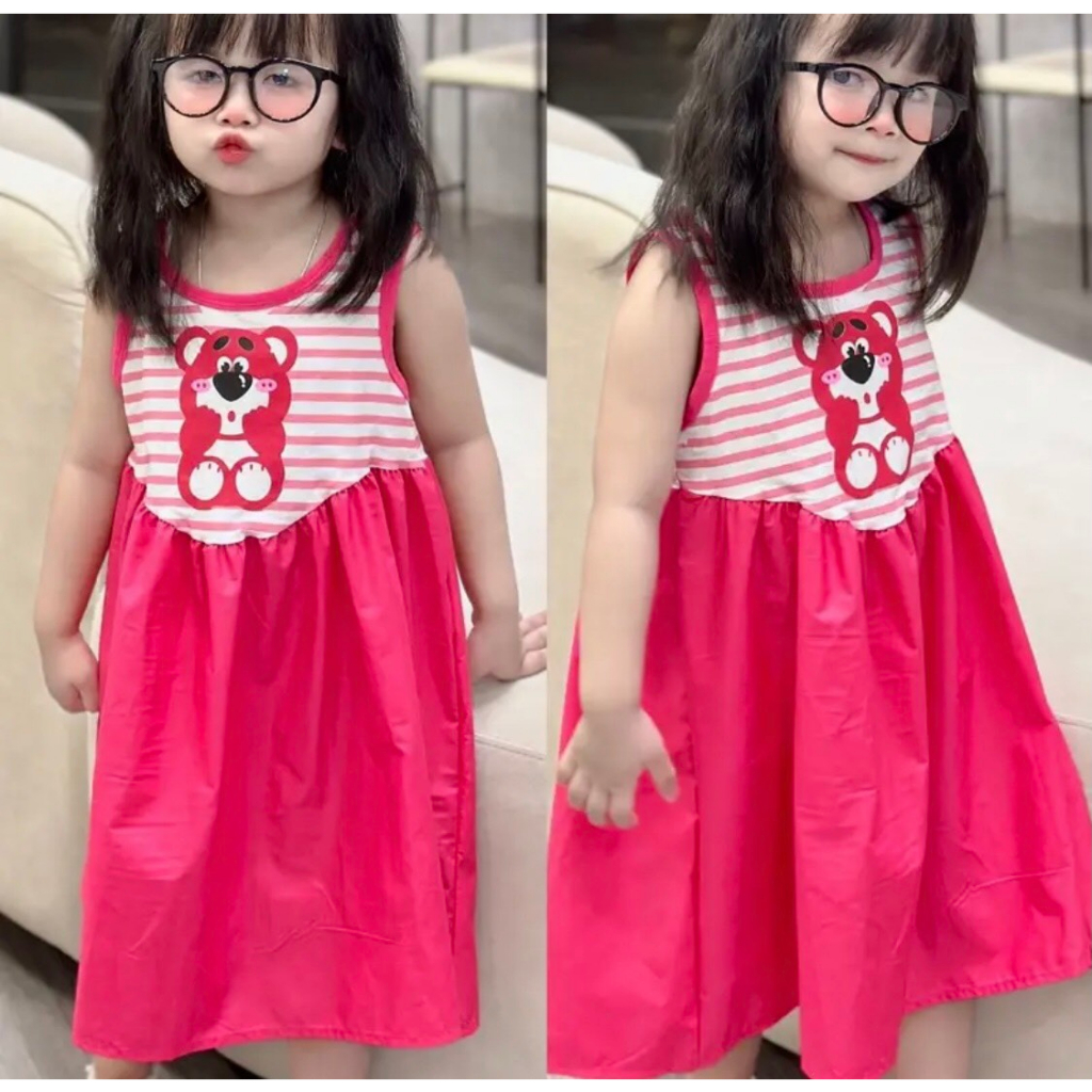 Labubu dress, lotso strawberry bear maxi Sleeveless Let your baby wear ...
