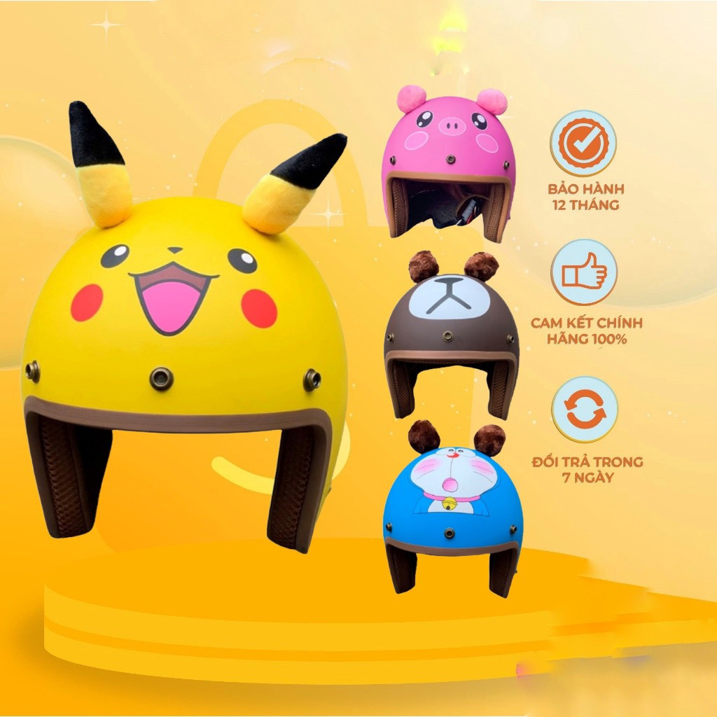 3/4 Brown Bear Helmet, 3/4 Pikachu Helmet with Free Helmet - CR ...
