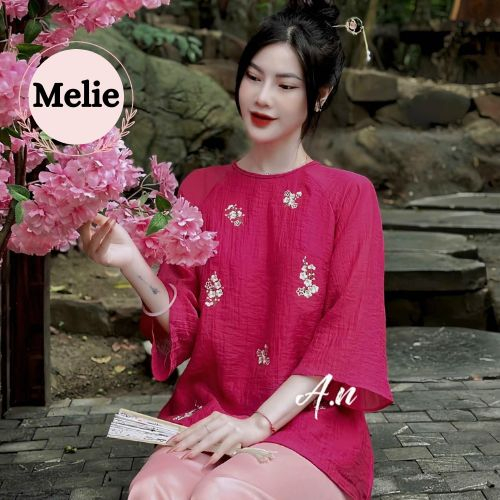 France Silk chiffon pagoda costumes embroidered flowers blue suit round ...