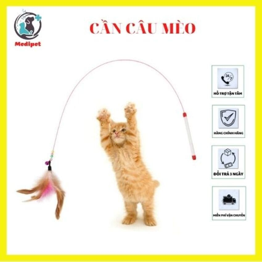 Cat fishing rod toy for cats with feathers made of flexible steel wire ...