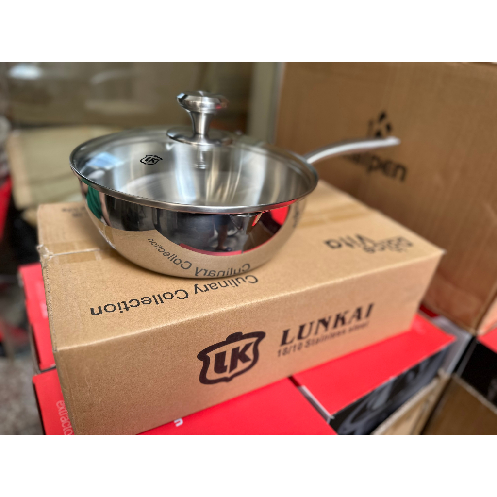 Magnetic bottom pan 316 Lunkai stainless steel pan with pouring spout ...