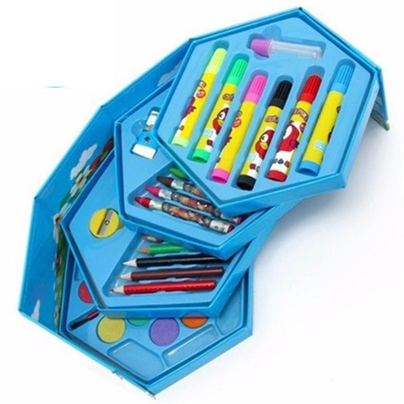 4-layer rotating colored pencil box with 46 cartoon patterns helps ...