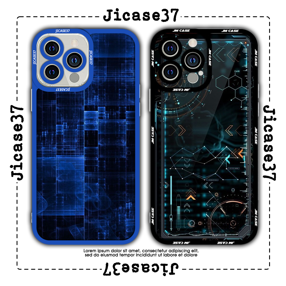 JM CASE square edge iphone CASE with blue circuit 6plus/6s/6splus/7 ...