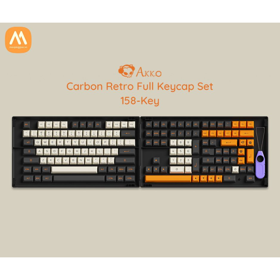 Keyboard Button AKKO Keycap set - Carbon Retro (PBT Double-Shot ASA ...