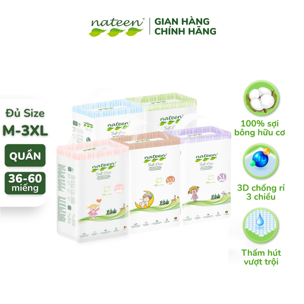 Nateen SOFTLINE Organic Newborn Diapers, Thin, Light, Effective Spill ...