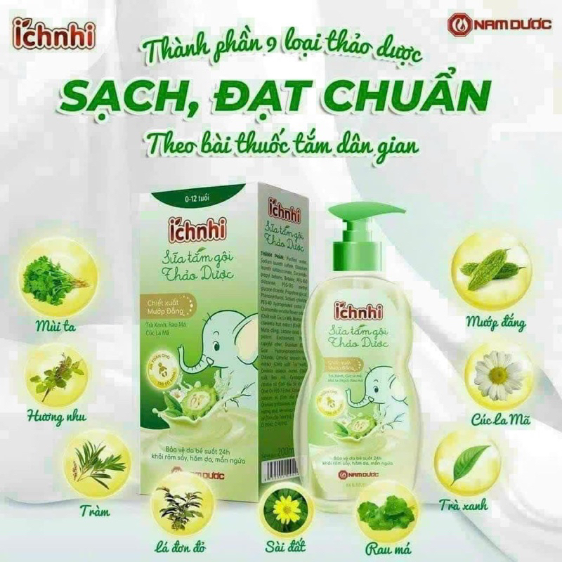 Ich Nhi herbal shower gel for babies 200ml bottle prevents colds ...