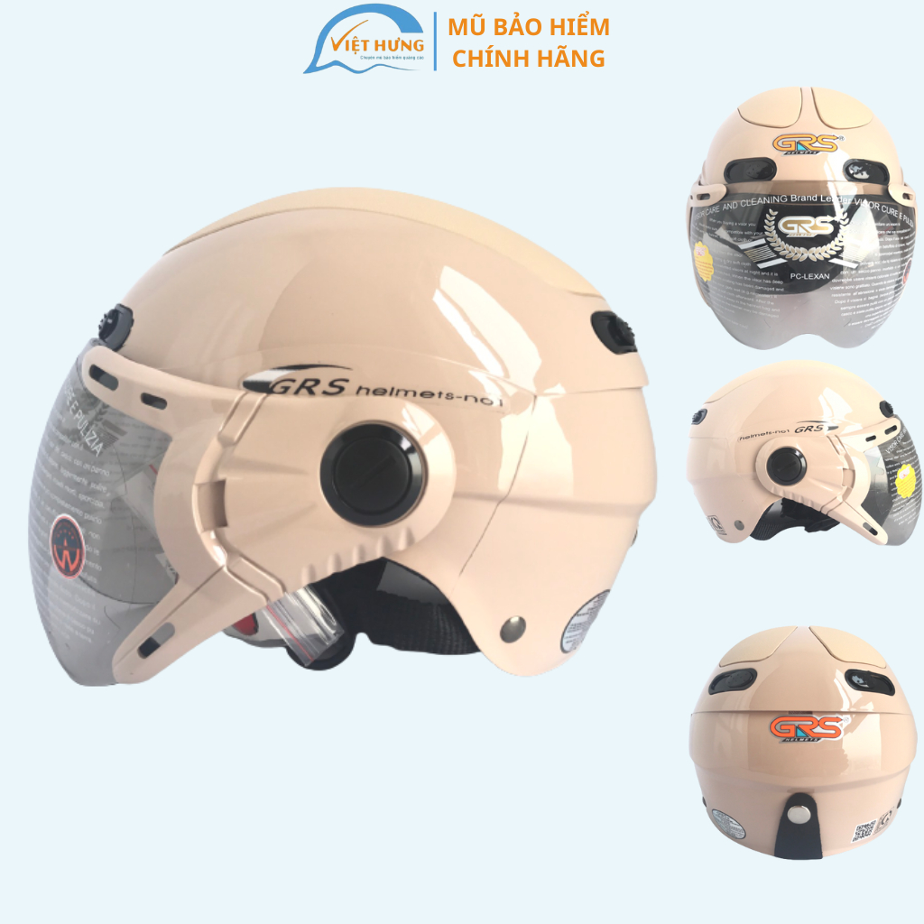 High Quality Half Head Helmet with Goggles - GRS A102K - Milk Line ...