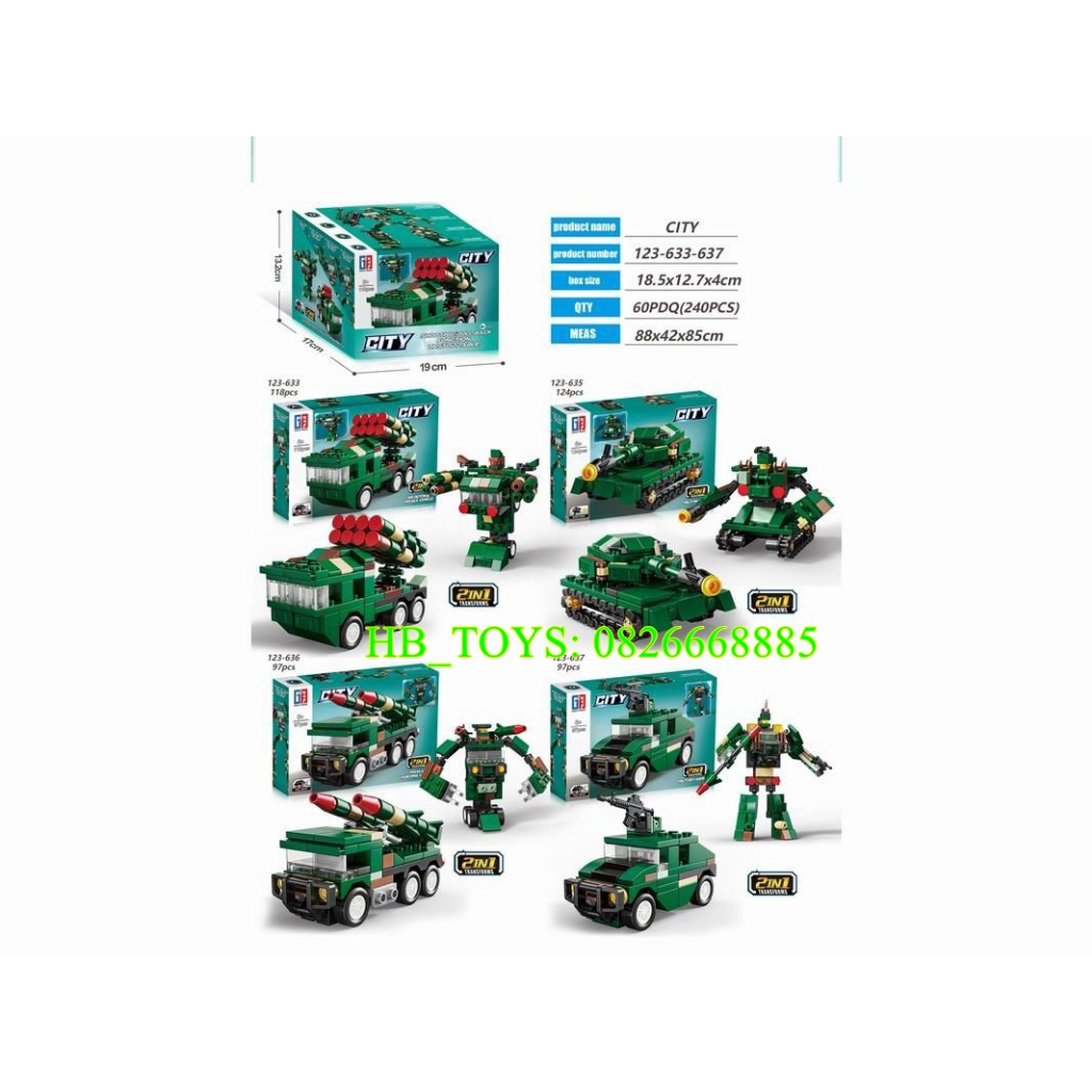 (8in1) Set of 4 super genuine ROBOT transforming Military tank puzzle ...