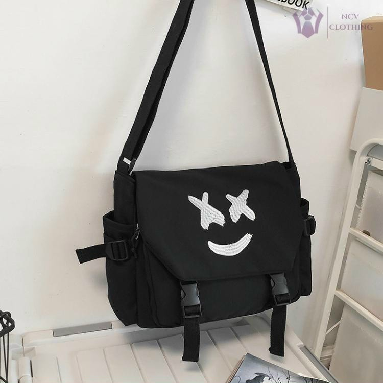 Smiley face canvas crossbody bag - Guangzhou product Width: 12cm ...