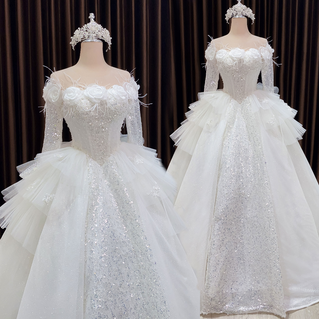 The View luxury wedding dress with 3 layers of ruffles around The waist ...