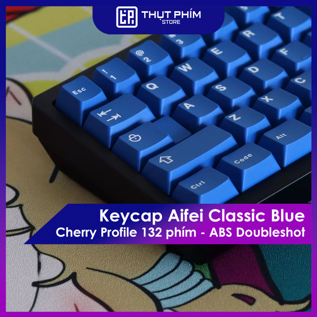 Aifei Classic Blue Keycap (Cherry profile/132 keys/ABS Doubleshot ...