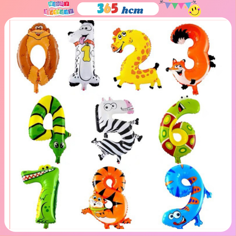 Birthday decoration animal-shaped age number balloon (50cm) | Shopee ...
