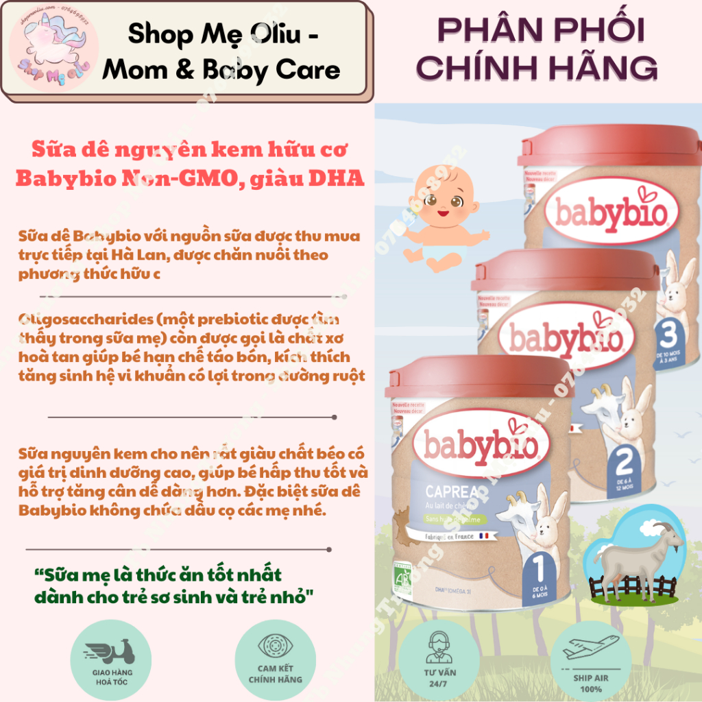 Babybio Organic Whole Goat Milk Formula No.1, 2, 3 - Box Of 800g ...
