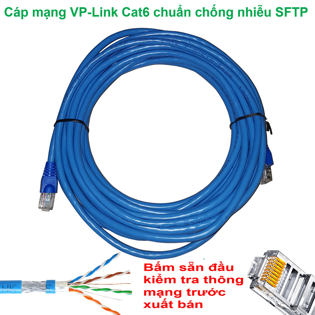 40m 50m 60m VP-Link Cat6 SFTP Network Cable with 2 ends pre-pressed ...