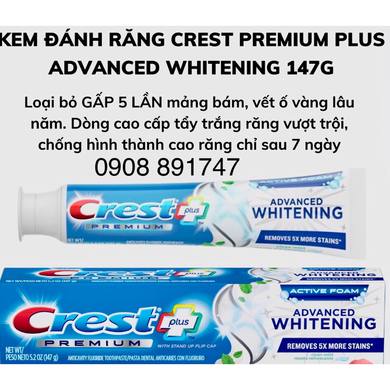 (USA)Crest Premium Plus Advanced Whitening Toothpaste 147G | Shopee ...
