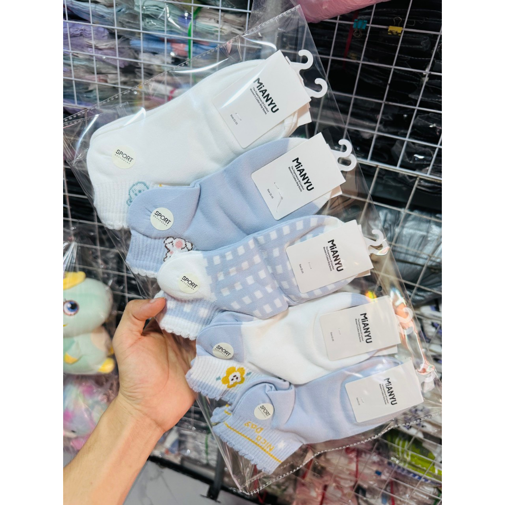 Set Of 5 Pairs Of Socks, Cute Short-Neck cotton Ladies Socks With Super ...