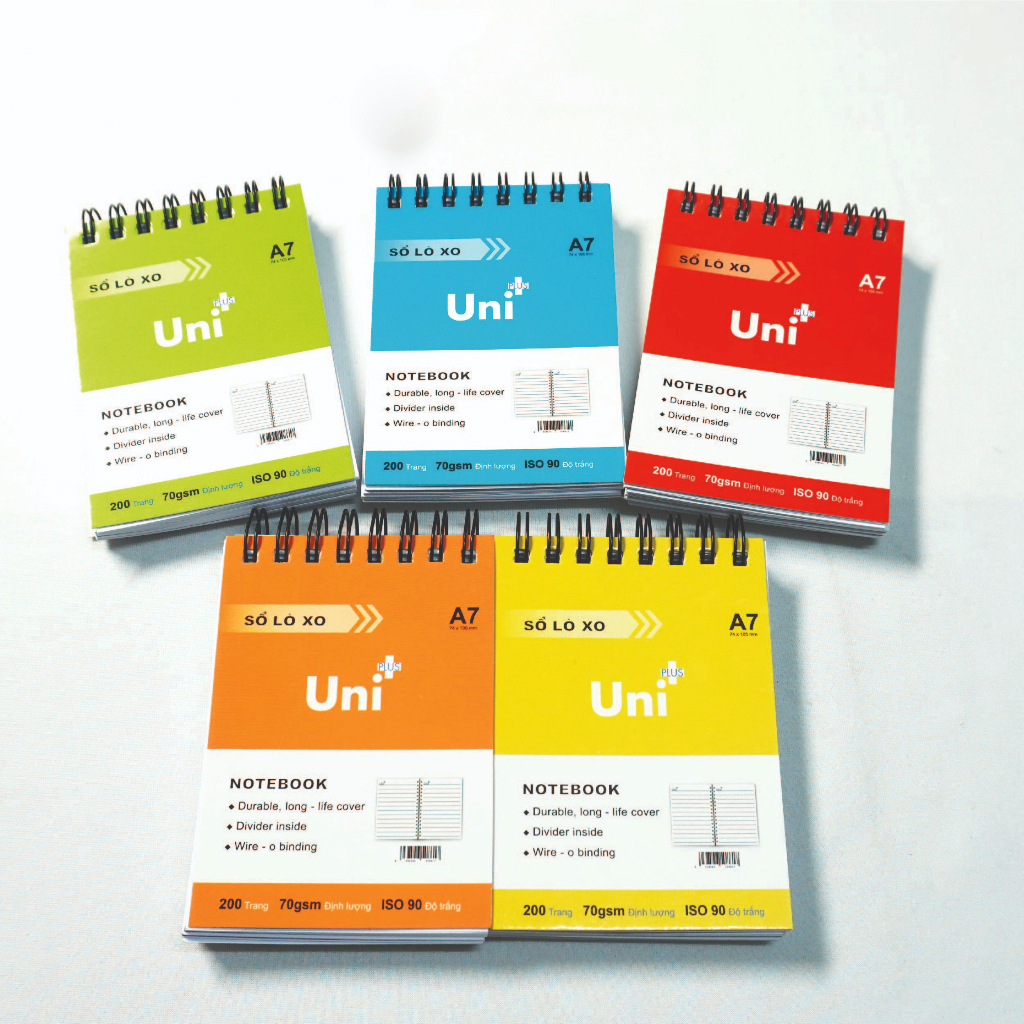 XO A7 mini spring notebook with 200 pages thick and vertical folding ...