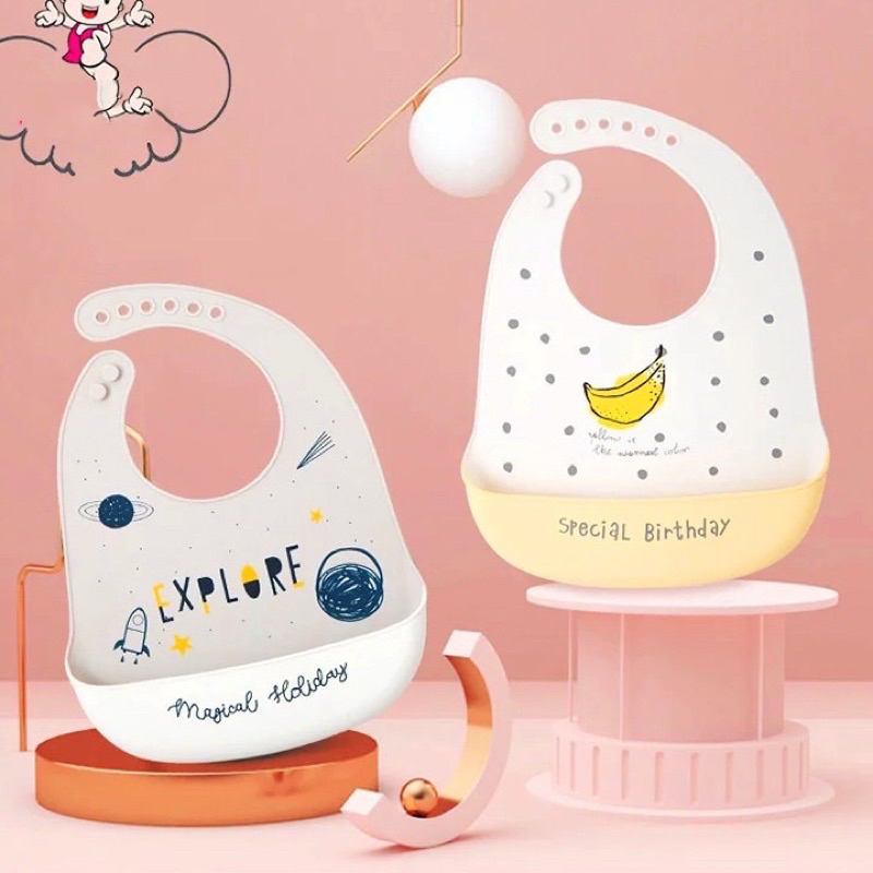 Silicone Baby Bibs with Trough, Super Light Silicone Bibs with Trough ...