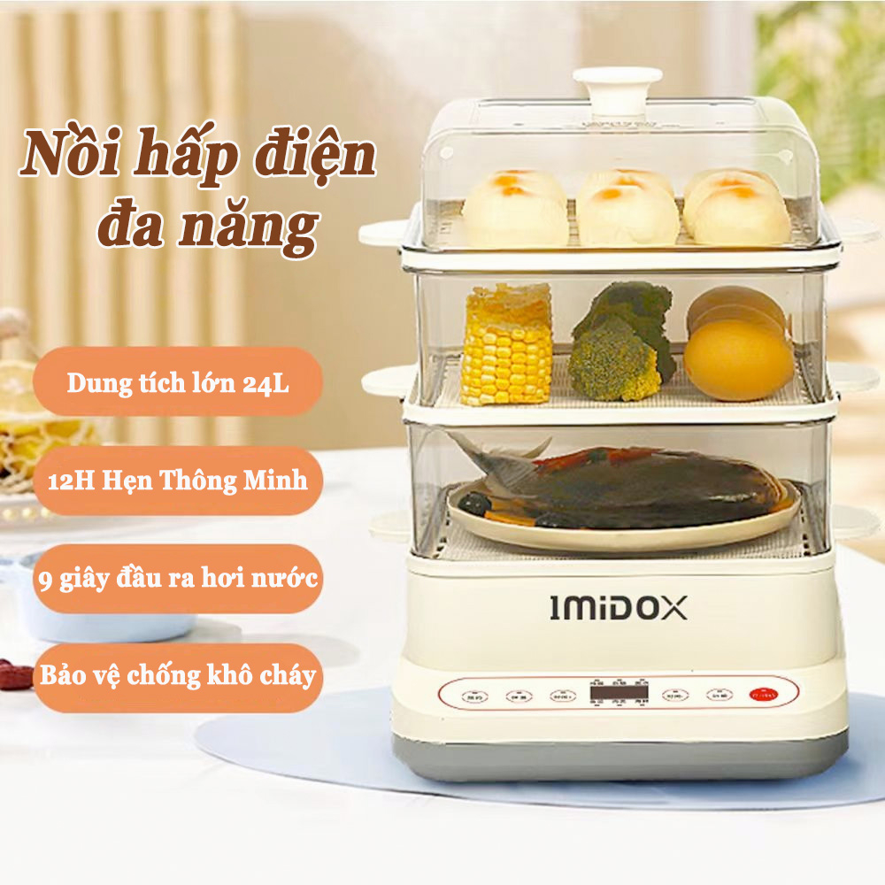800w Multi-Purpose Electric Steamer 24L 3-Storey Electric Steamer Set ...