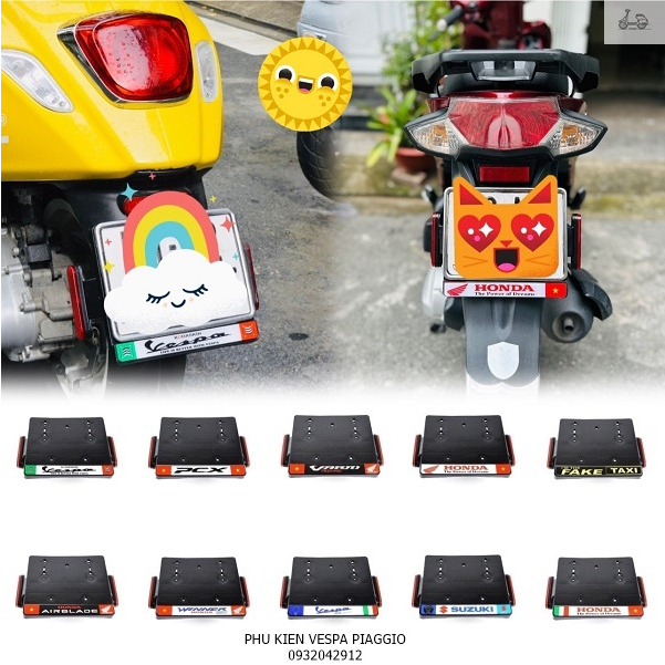 European Style Reflective License Plate Base For Vespa Honda Yamaha ...