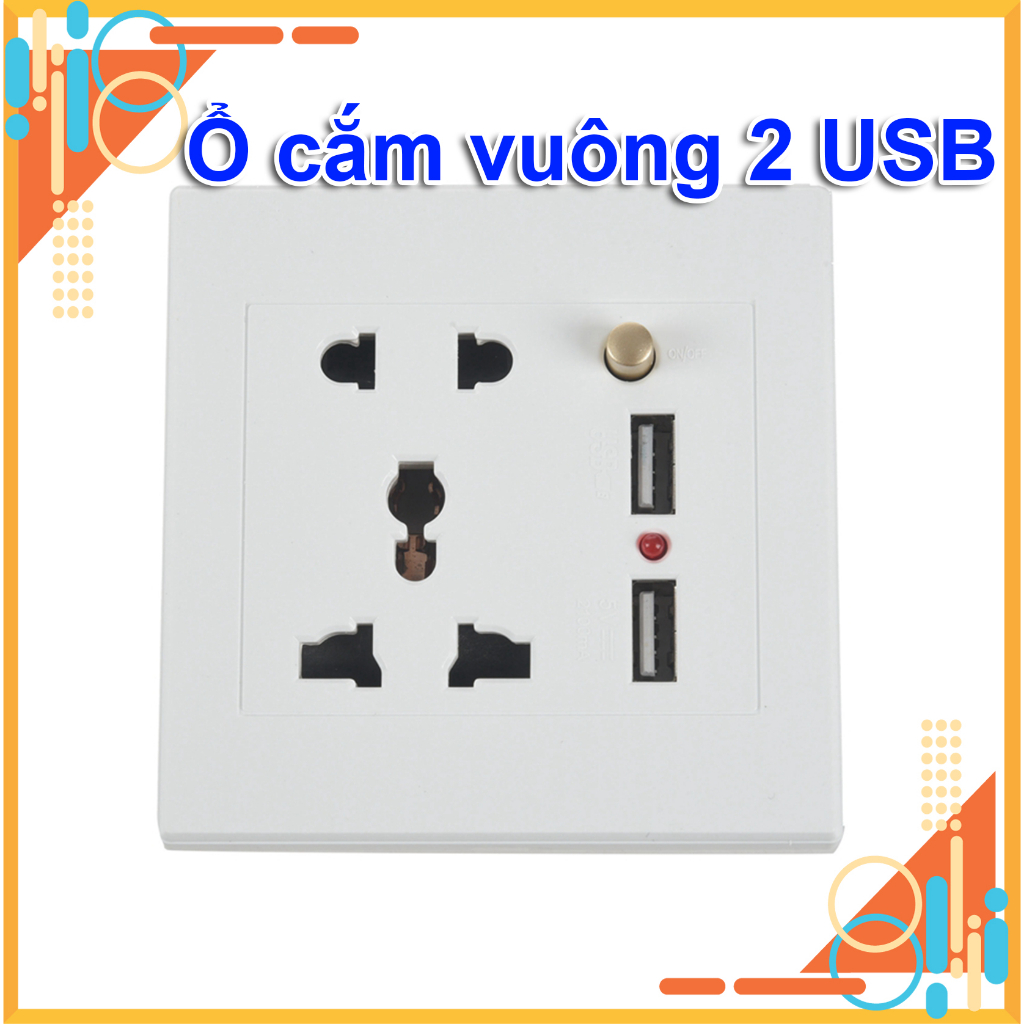 Square face wall socket with 2 high quality modern utility USB sockets ...
