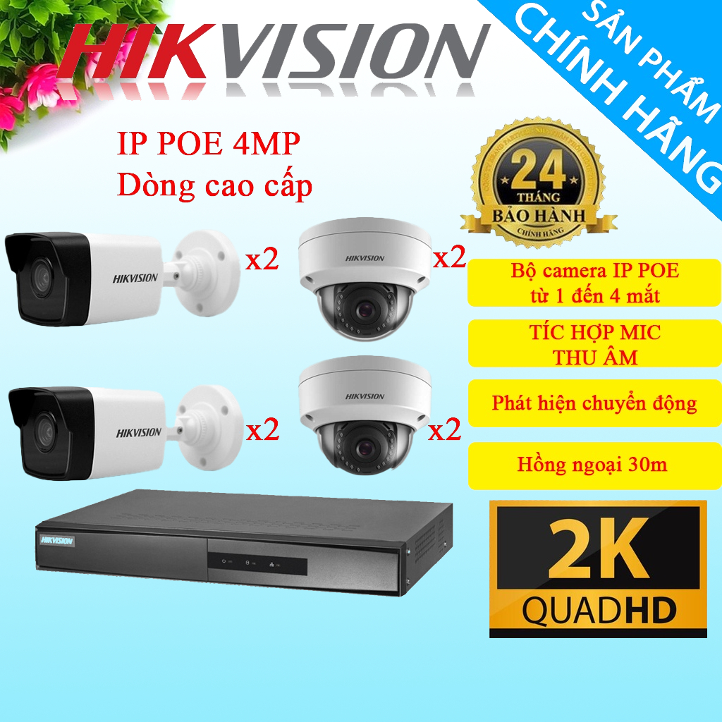 [ 4mp POE Camera with Integrated MIC ] HIKVISION 4.0MP 5/6/7/8 Eye POE ...