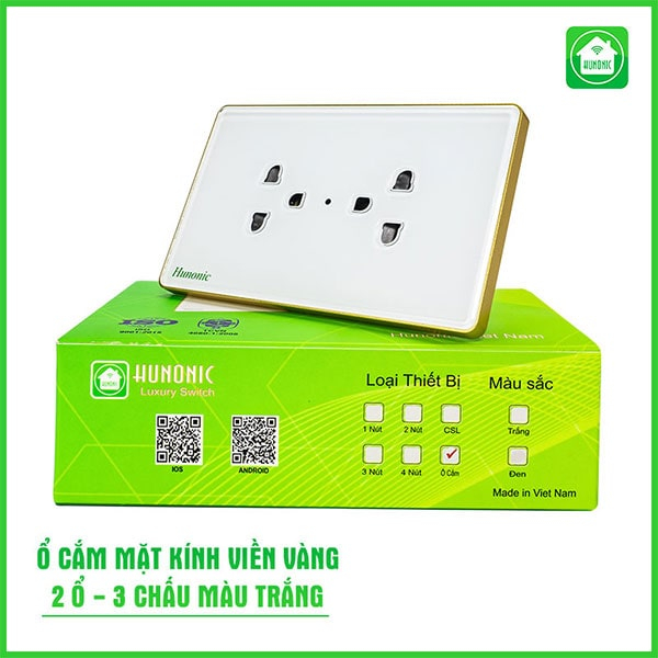 Hunonic Glass Socket - 2 Outlets with Gold Border Grounding | Shopee ...
