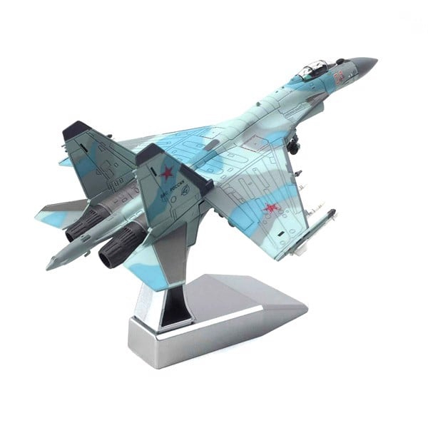 Russia Su-35 BBC POCCNN fighter plane model - METAL BASE 1:100 scale Ns ...