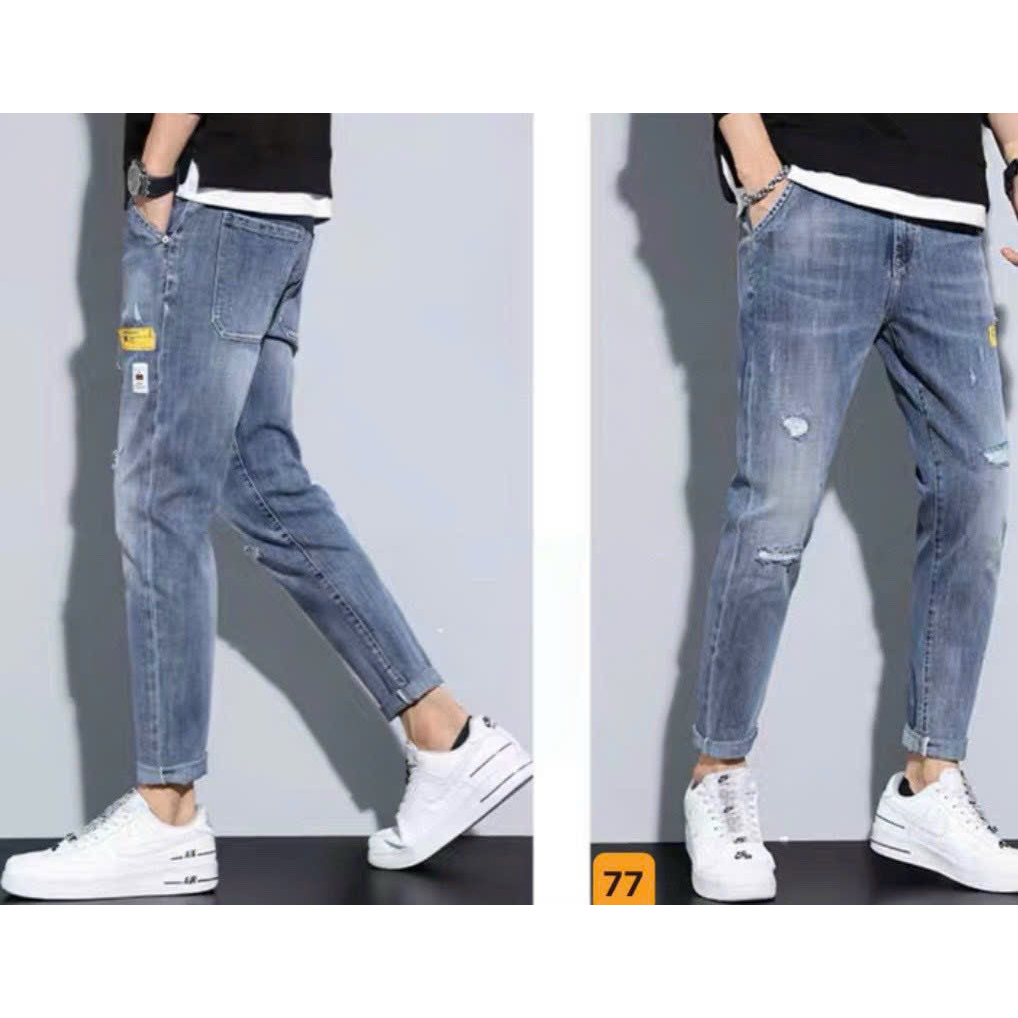 Men's small ripped jeans, beautiful denim fashion style ts77 | Shopee ...