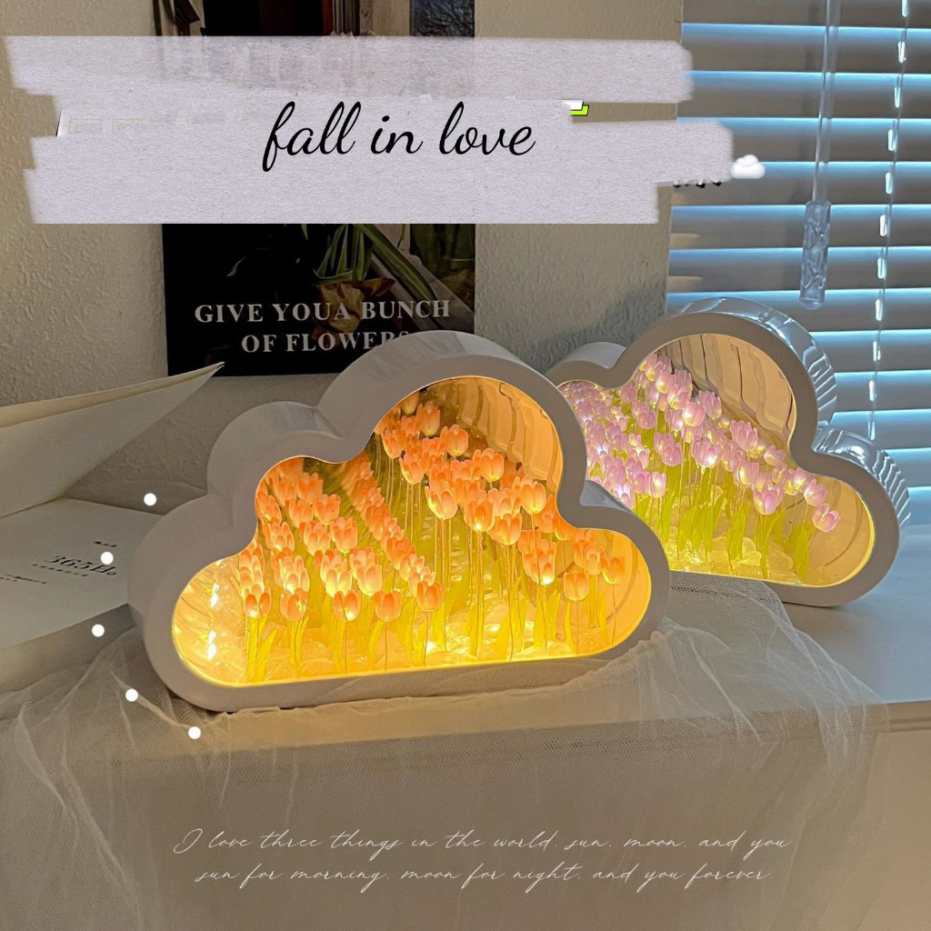Tulip Cloud Shaped Night Light With Tulip Flower Infinity Tulip Flower ...