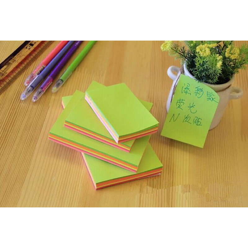 Set of 100 sheets of note paper, note paper, neon colored sticky notes ...