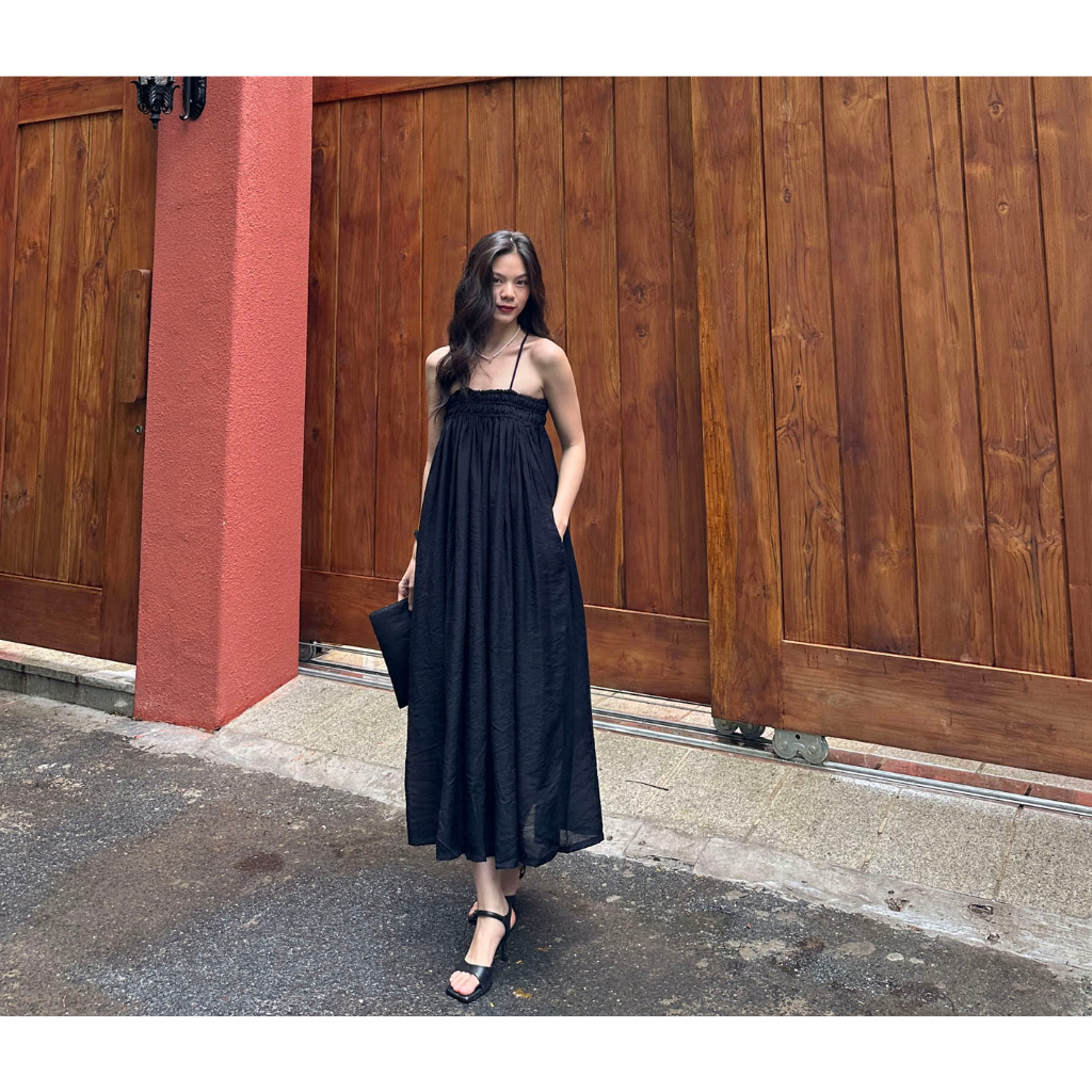 Cello dress with 2 BLACK SILK STRAPS (Crio dress) | Shopee Malaysia