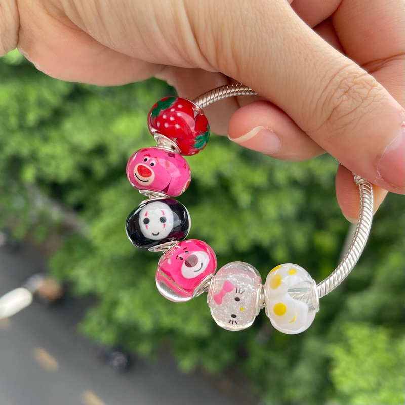 S925 silver core cartoon resin charm - faceless charm, lotso bear ...