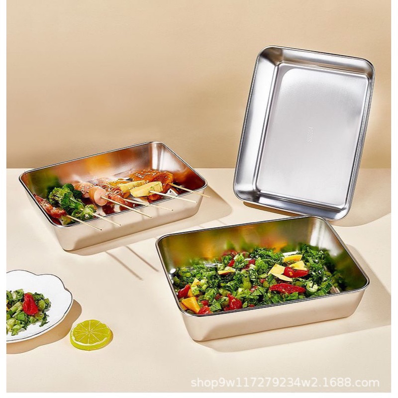 304 Stainless Steel Food Container. Large Size (20X5.5X25Cm) With Lid ...