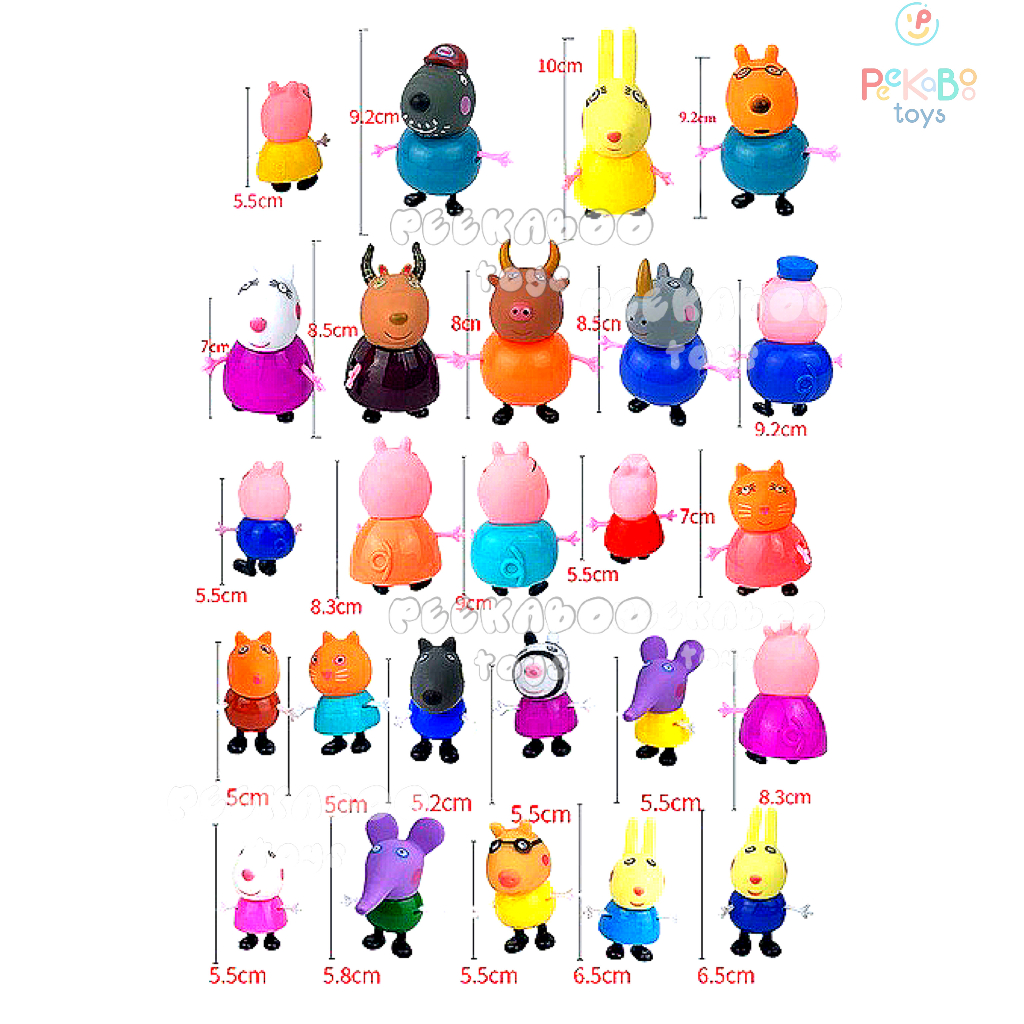 Peppa Pig Family Character Model Toy Set 12 Pigs 100-32 Peekaboo Toys ...