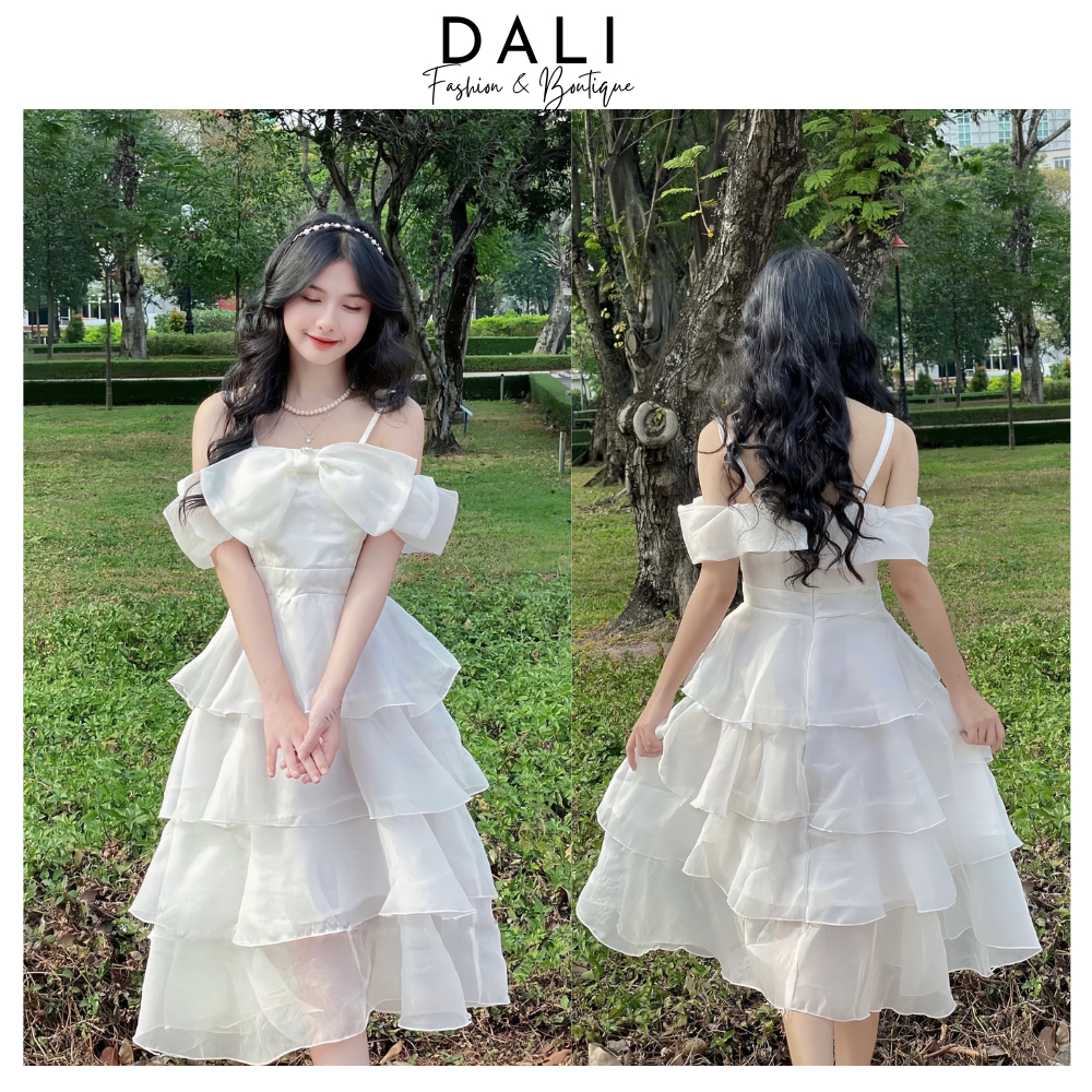 4-layer Princess Party Dress with Chest Bow, Off-the-Shoulder Design ...