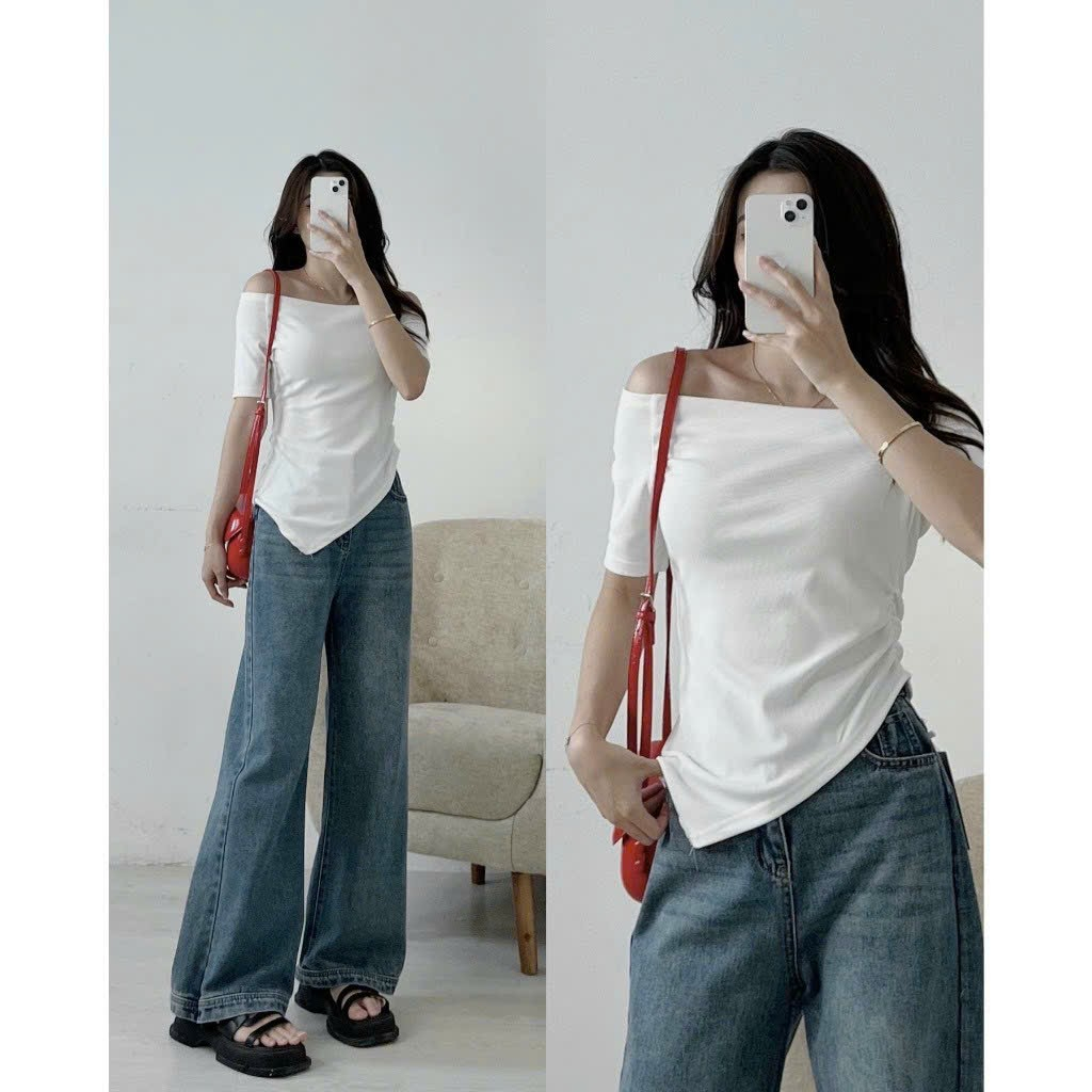 Triangular Cross-Neck Women'S T-Shirts Can Be Worn In Two Styles Of ...