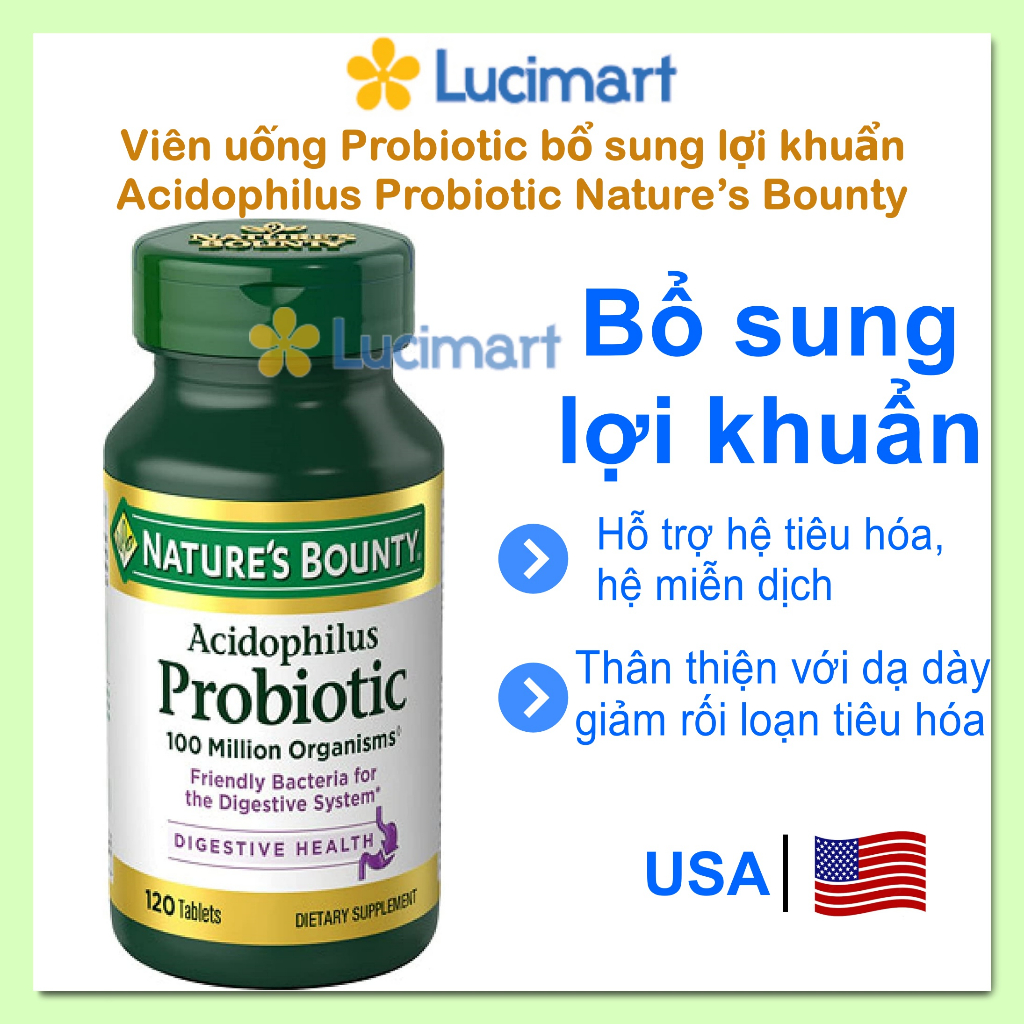 Nature's Bounty Acidophilus Probiotic Probiotic Supplement Pills ...