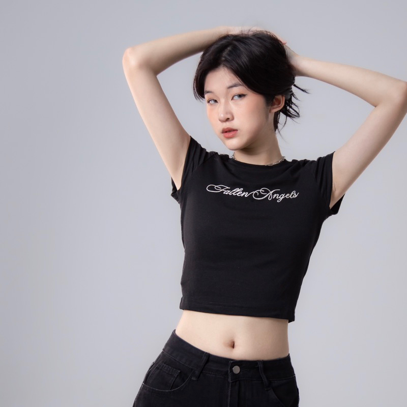 Angel TOP crop TOP embroidered t-shirt | Shopee Malaysia