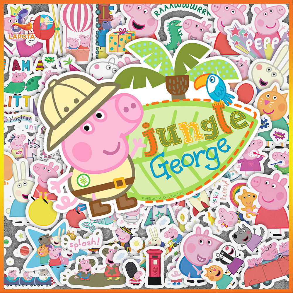 Set of 50 waterproof Peppa Pig Stickers, Peppa Pig Stickers, cute pink ...