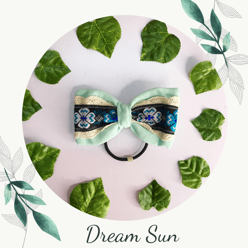 Dream sun shop blue brocade bow pattern baby hair tie brings the color ...