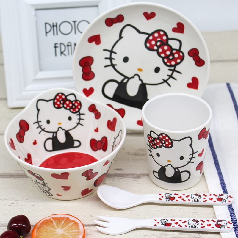 Hello Kitty shaped plastic cups and dishes Set | Shopee Malaysia