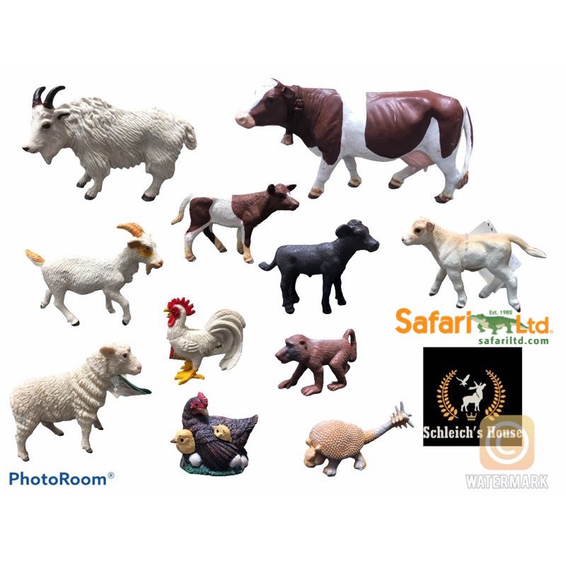 Animal models, genuine Safari Ltd animal toys Cow, Mountain Goat, Sheep ...