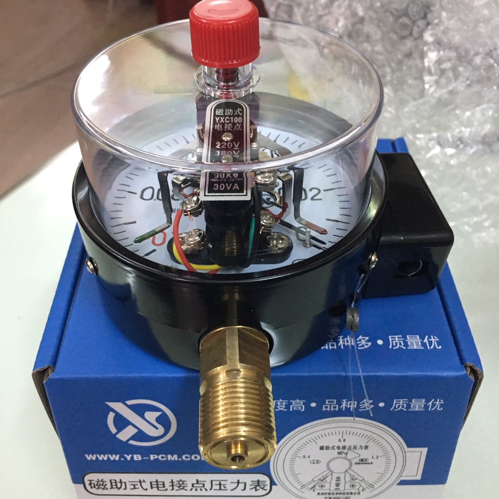 Vacuum pressure gauge YXC-100 4 ' ' measuring range -0.1 to 0 Mpa (Face 100 thread 21mm ...