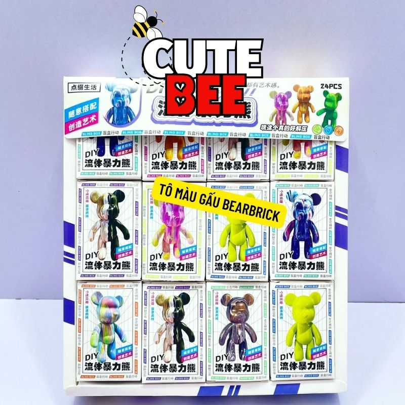 Bearbrick mini CUTE BEE Coloring Bear, Violent Bear With 4 Watercolor ...