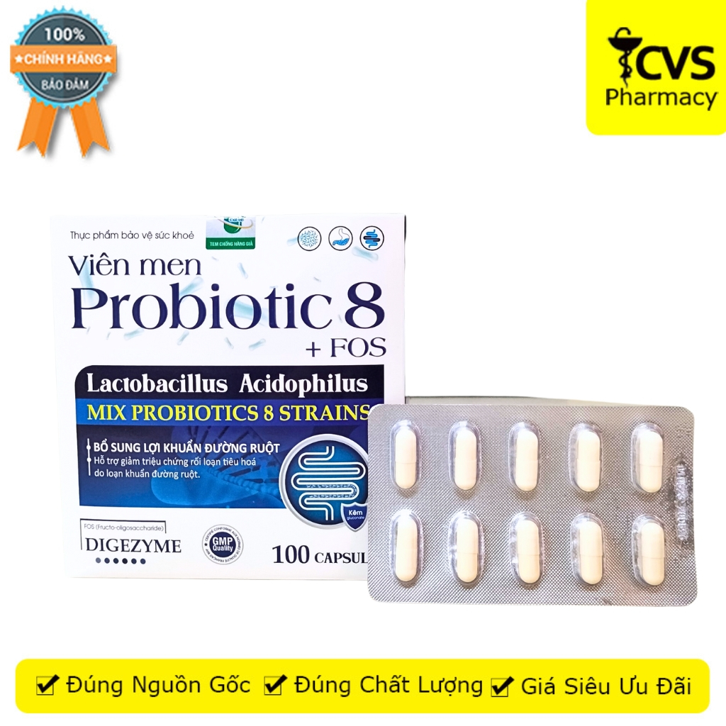 Probiotic 8 + FOS - Supports reducing digestive disorders caused by ...