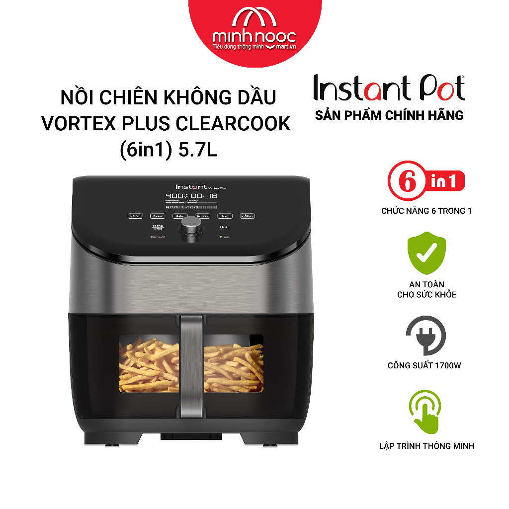 Instant Vortex Plus Clearcook oil-free fryer, Capacity 5.7 liters, 6 ...