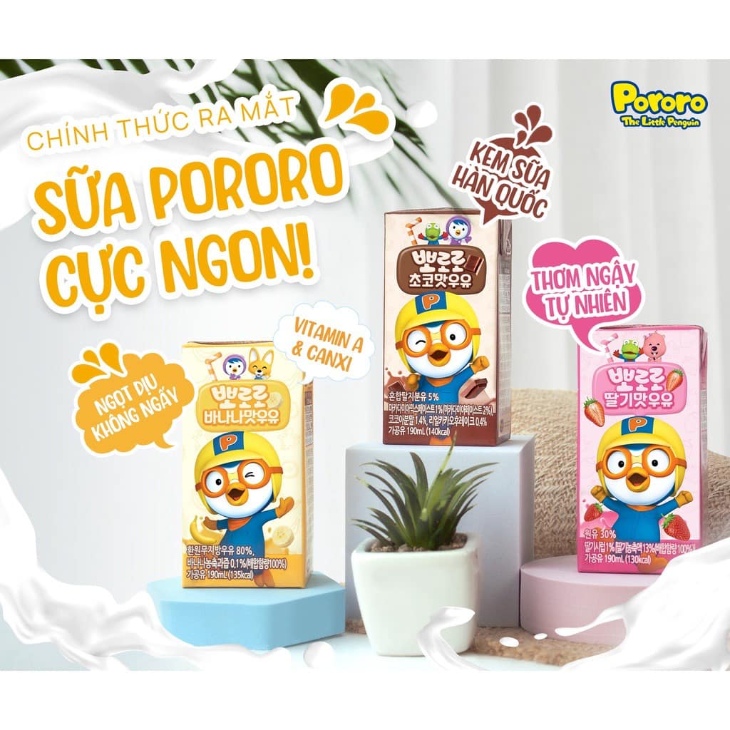 Korean Pororo Nutritional Milk Flavor / Strawberry / Chocolate, Pororo ...